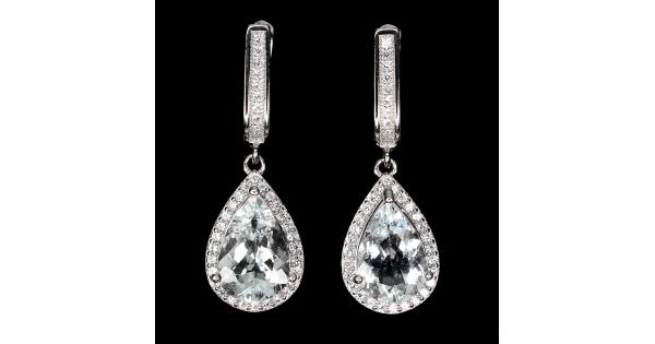 Серьги-подвески с натуральным аквамарином с1723 купить в Киеве, Украине